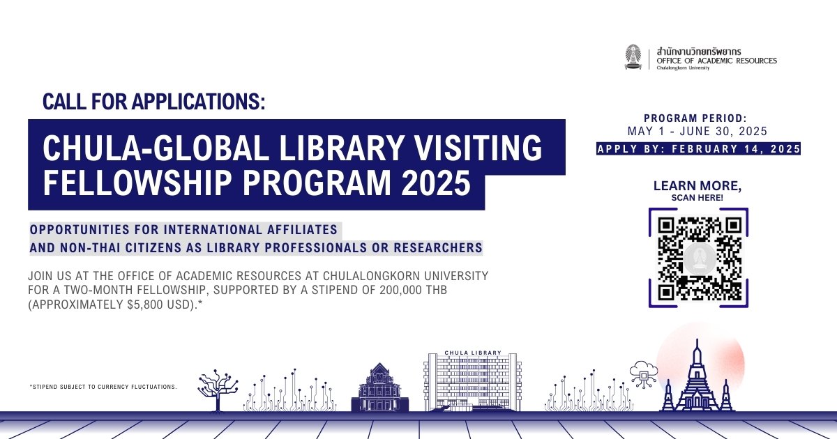 Join the Chula-Global Library Visiting Fellowship Program 2025 at Chulalongkorn University!